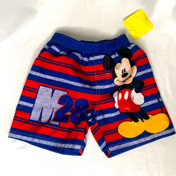 Disney | Swim | Mickey Mouse Toddler Swim Trunks Blue And Red Sz 2t ...